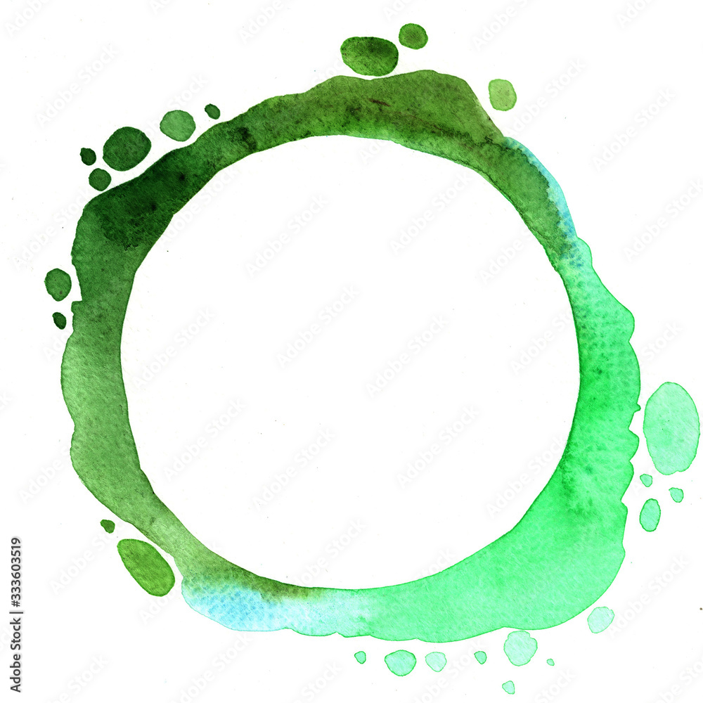 Abstract emerald green and leaf green watercolor hand painting banner ...