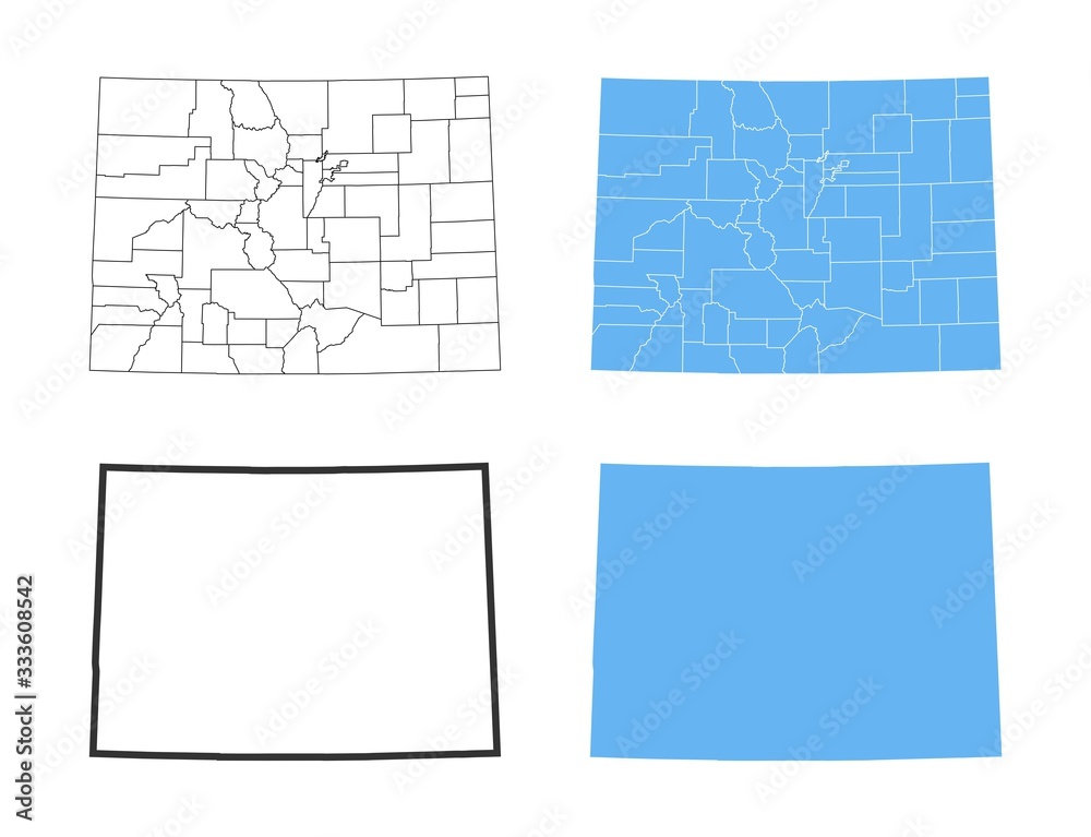 Colorado State Map Vector Illustration Set Stock Vector | Adobe Stock