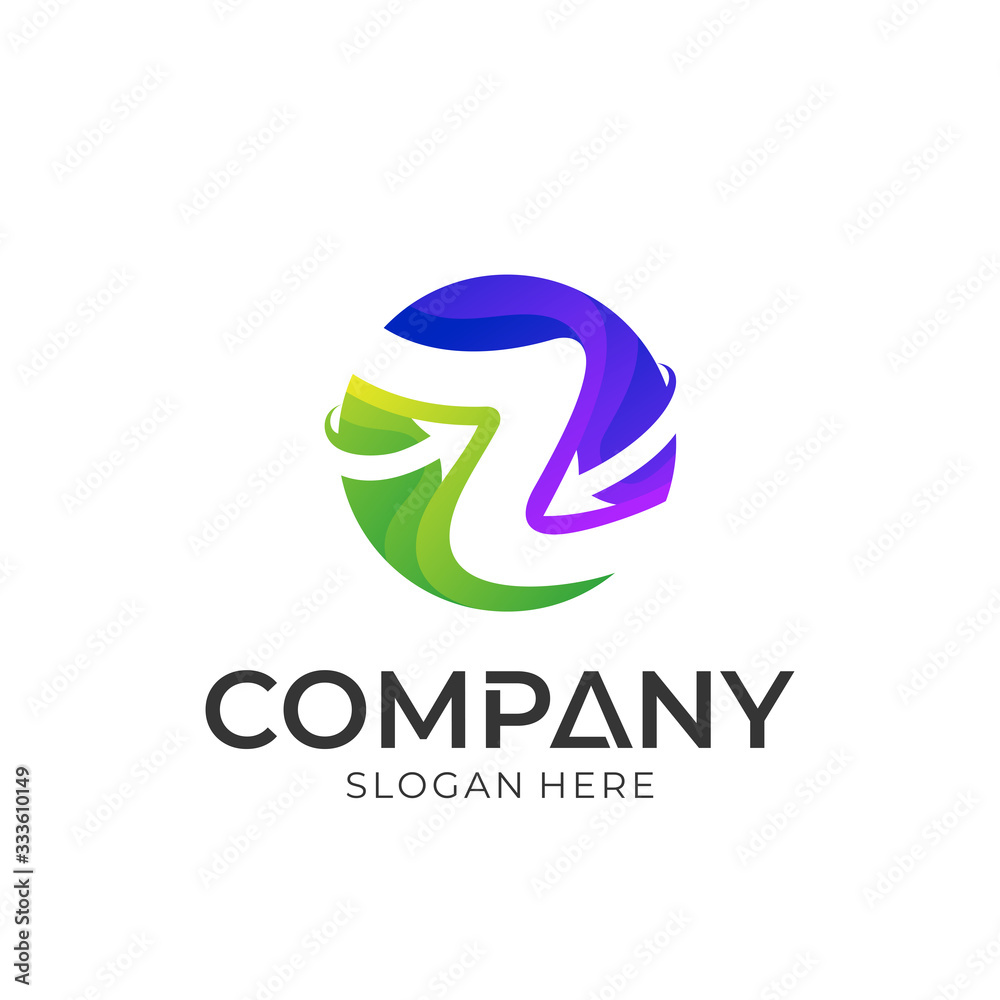 Z logo with arrow, simple flat style, business initial name logo ...