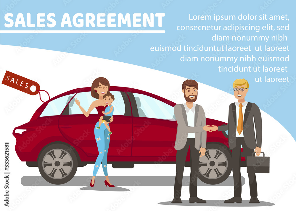 Automobile Dealership Flat Banner Vector Template. Salesman and Young ...