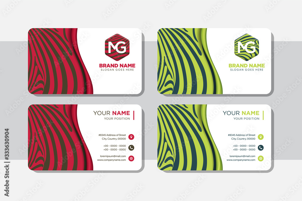 Set of abstract creative business cards, zebra skin pattern print ...