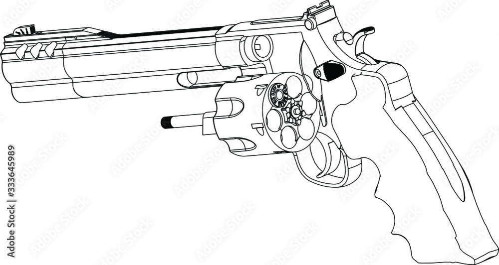 Vector. Gun with one bullet. Revolver colt python chrome isolated on ...