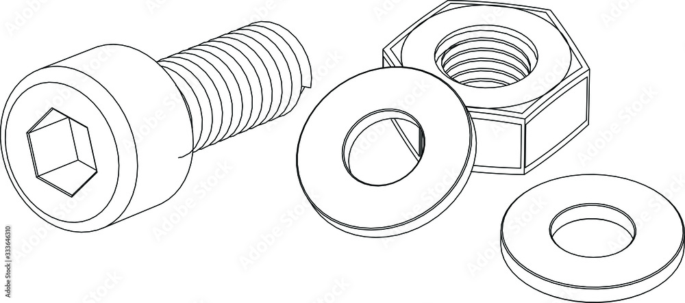 Clipart Bolts Nuts Washers