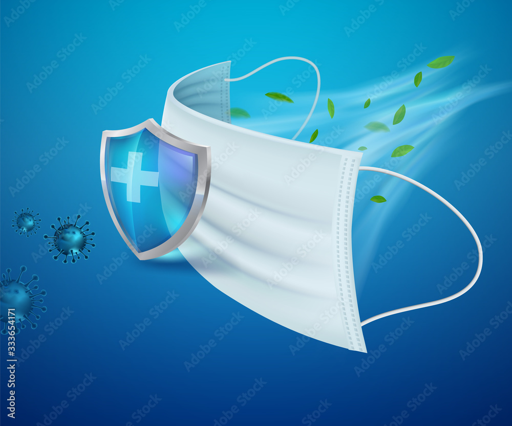 Surgical mask protects against germs, virus covid-19, bacteria, dust ...