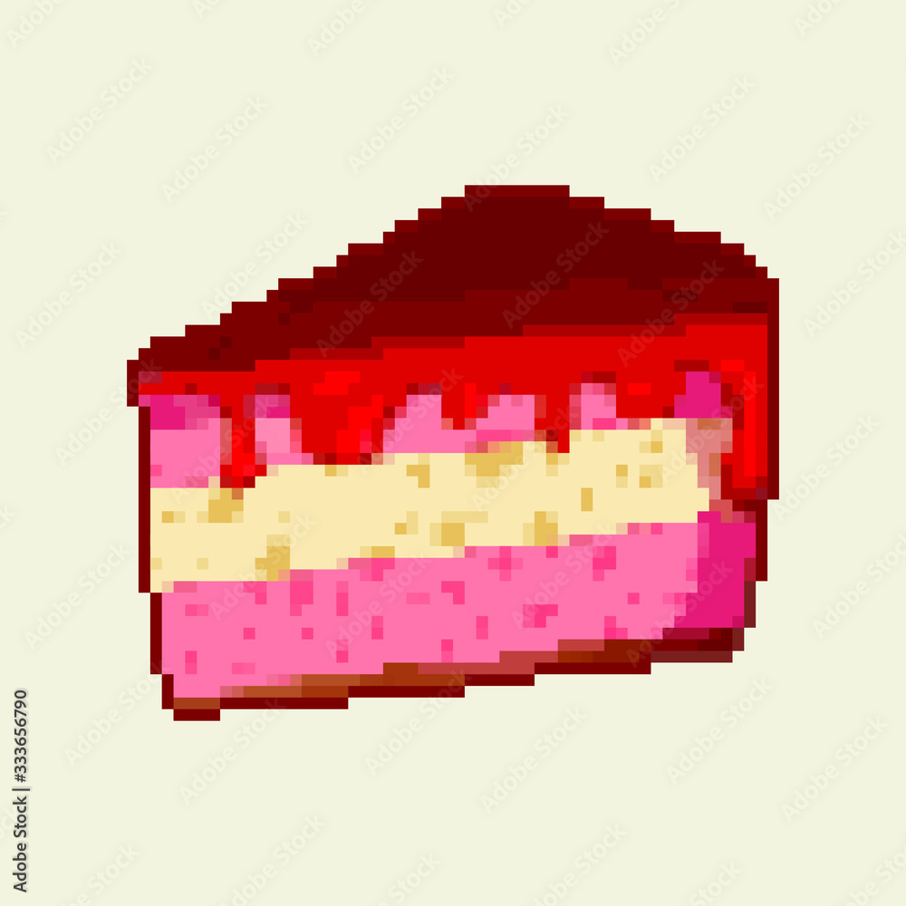 Pixel cake. Vector Illustration of pixel pice of cake. Pixel art 8 bit ...