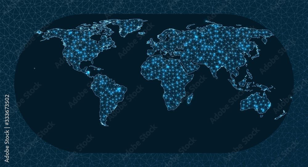 World map connection. Eckert 3 projection. World Network. Astonishing ...