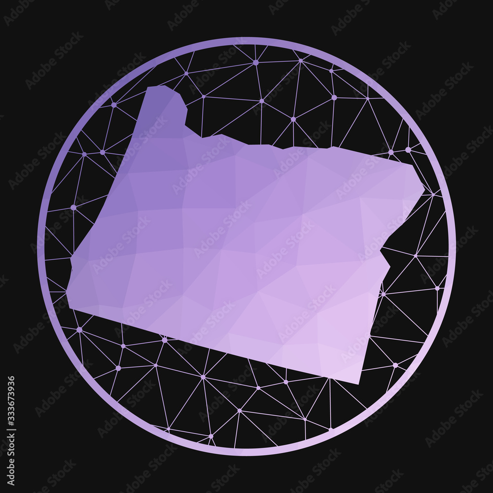 Oregon icon. Vector polygonal map of the us state. Oregon icon in ...