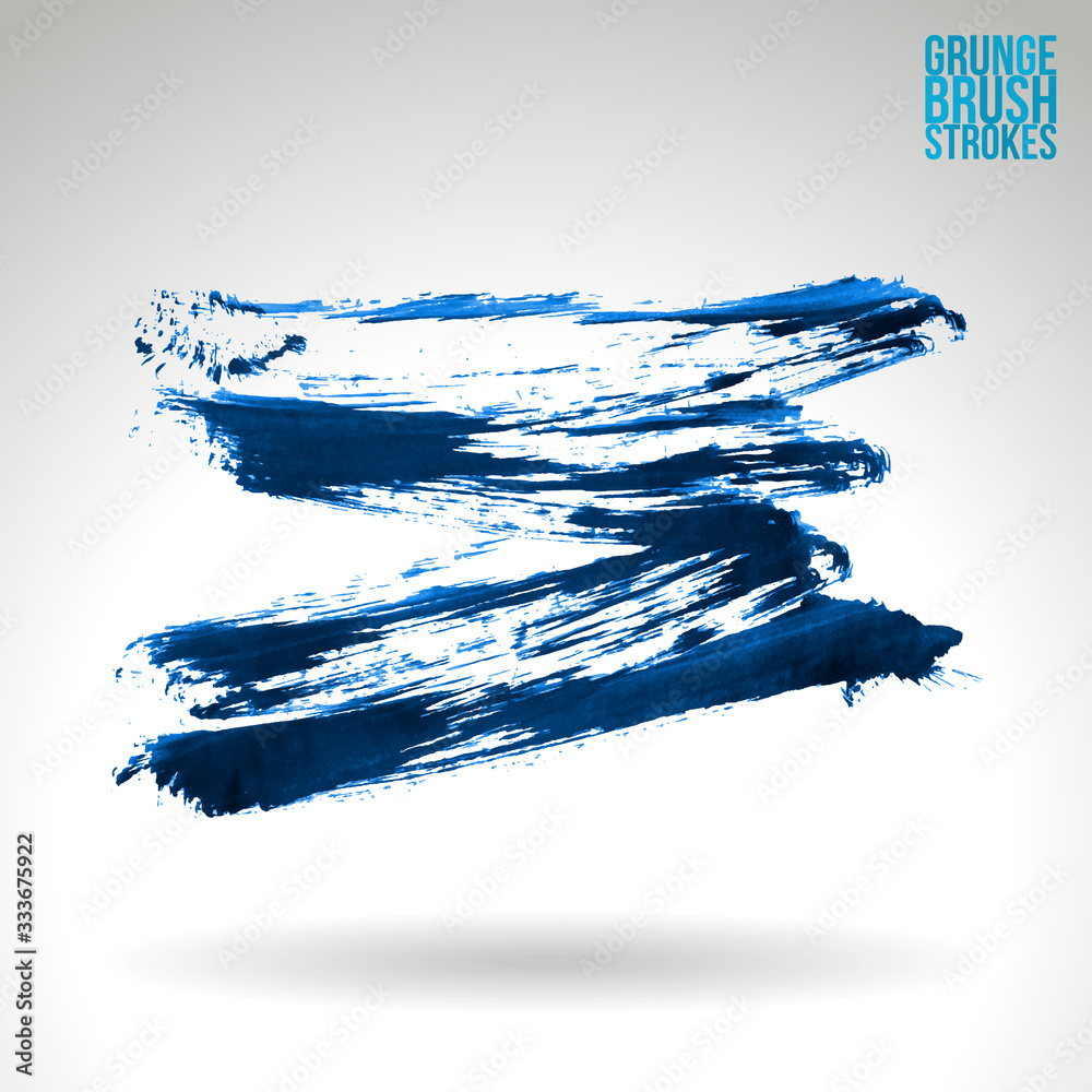 Blue brush stroke and texture. Grunge vector abstract hand - painted ...