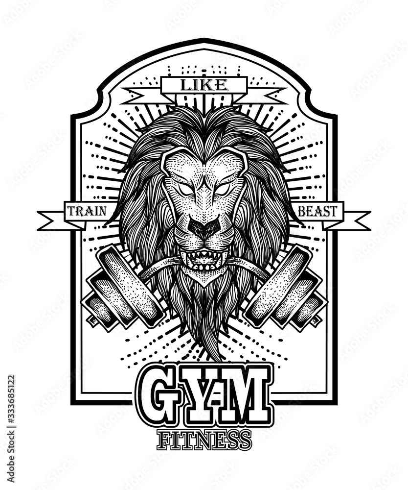 Lion logo for gym fitness-vector Stock Vector | Adobe Stock