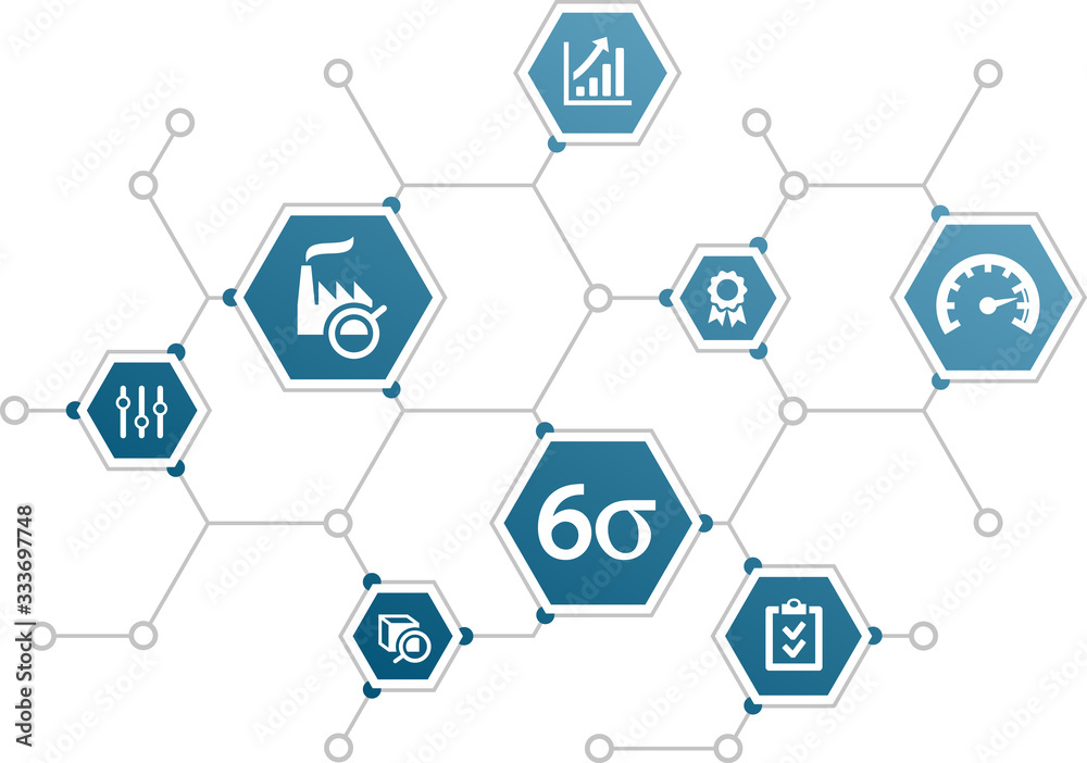 lean management vector illustration. Concept with connected icons ...