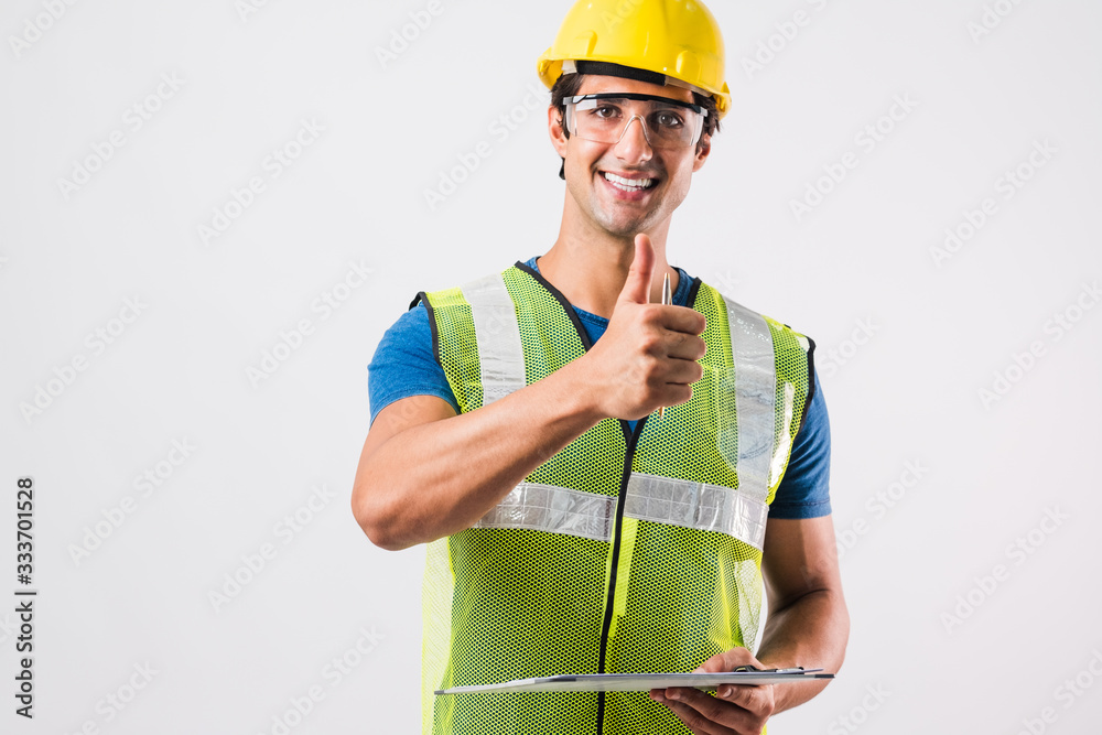 Portrait of Technician service man wear Mechanic set and cap with ...