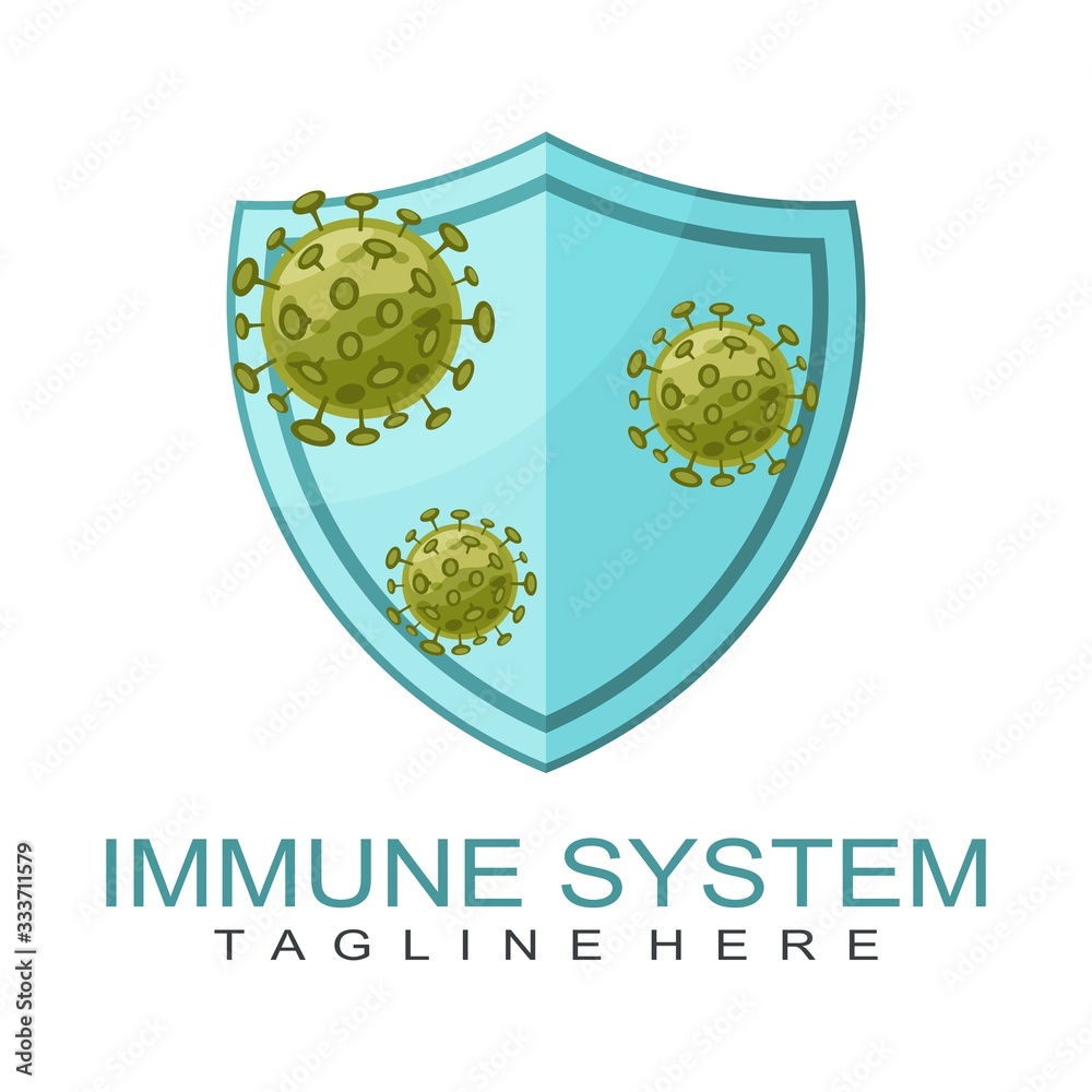 Immune system logo design vector. Medical shield against viruses and ...