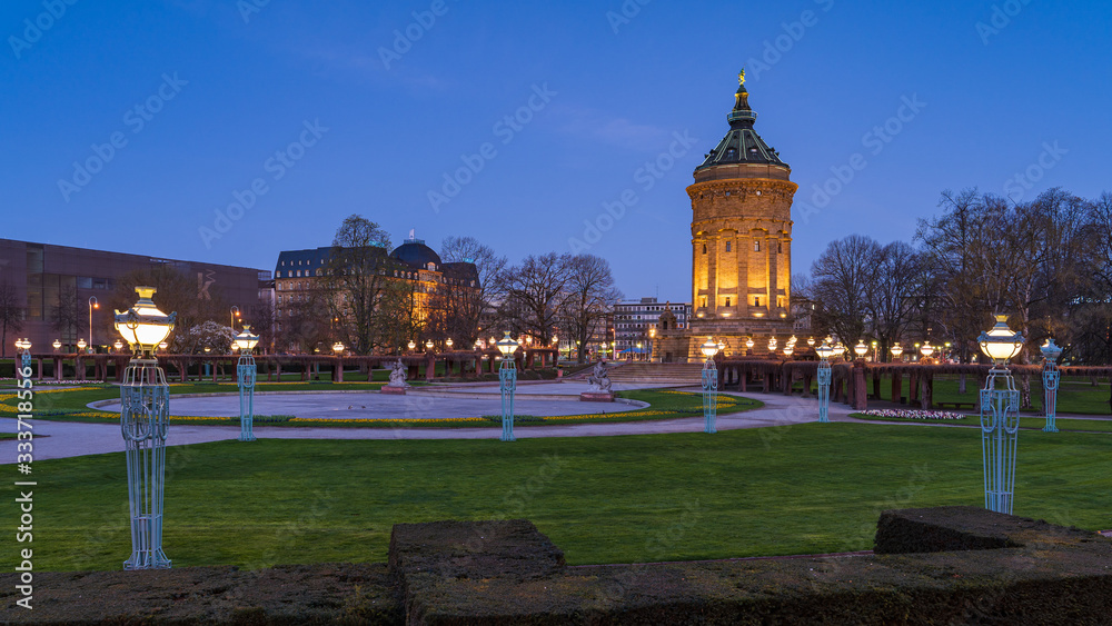 Mannheim, 28.03.2020: Wasserturm (water tower) is Mannheim's local ...