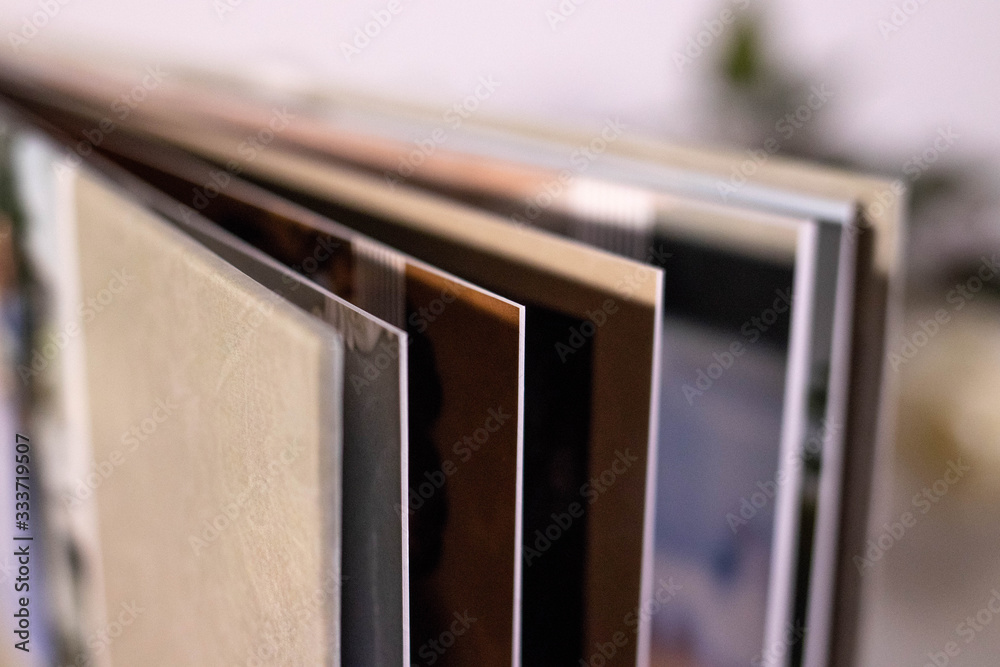 Open photo book with hard cardboard pages Stock Photo | Adobe Stock