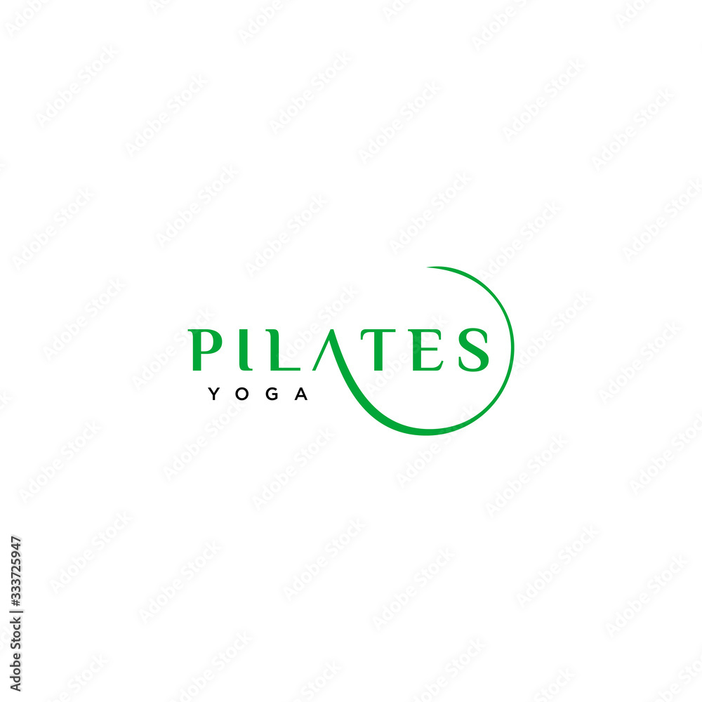 Simple and clean logo design of pilates yoga sports with white ...