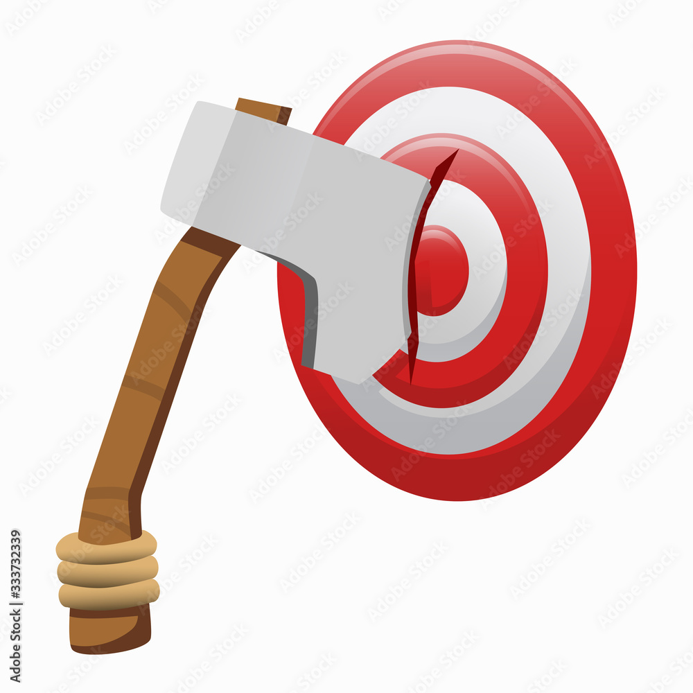 Vector drawing of a stylized throwing axe in the middle of a red and ...