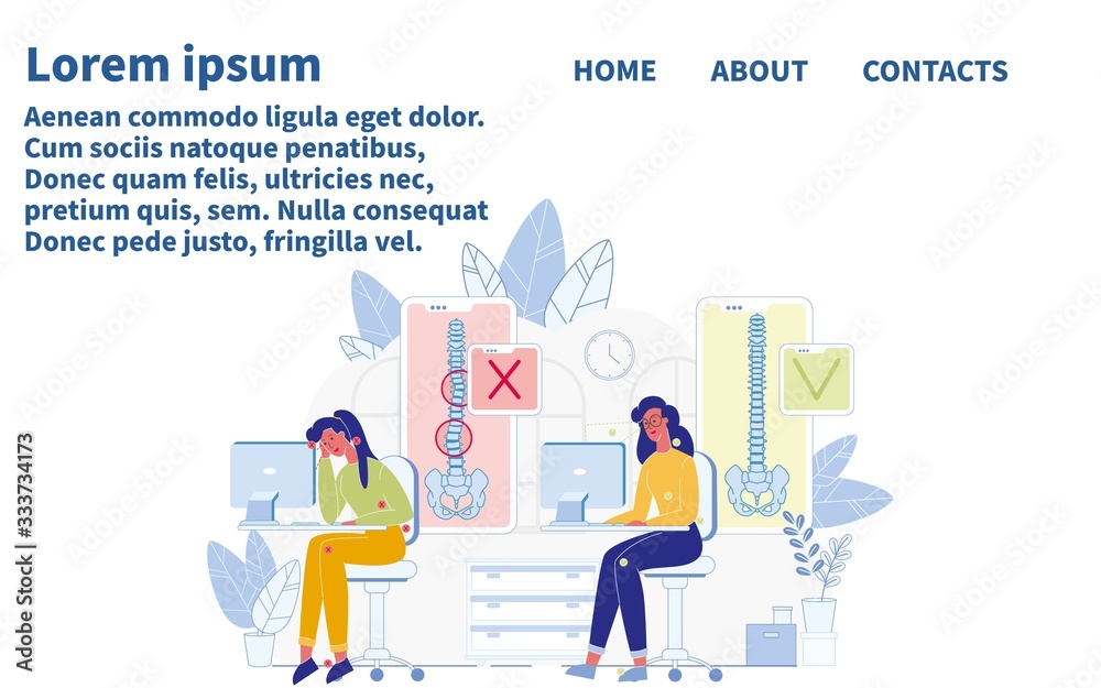 Correct Torso Alignment in Sitting at Table during Working on Computer ...