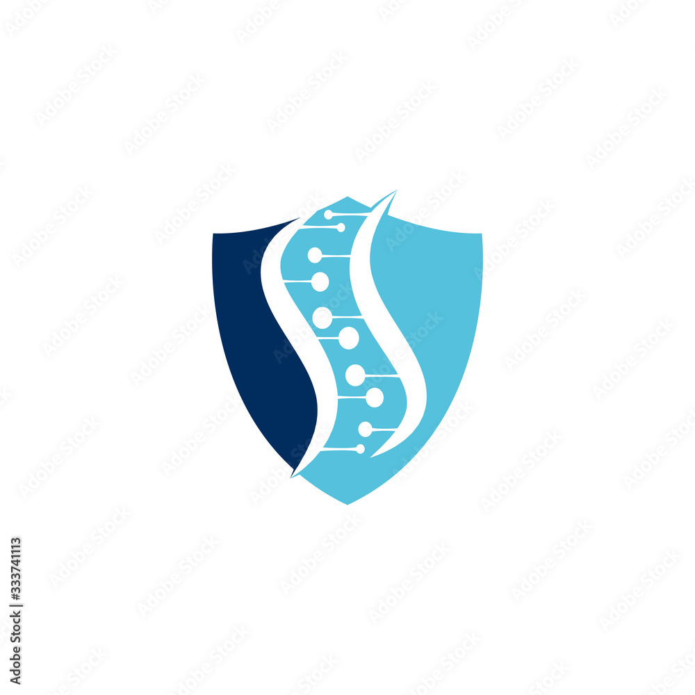 Science genetics and shield vector logo design. Genetic analysis ...