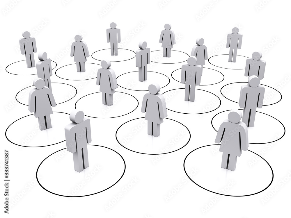Social distancing concept. Group of male and female people ...