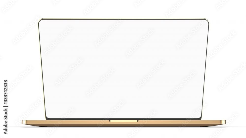 Laptop with blank screen isolated on white background. Template ...