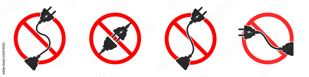 Extension cord ban. Electric cord is ban Stock Vector | Adobe Stock
