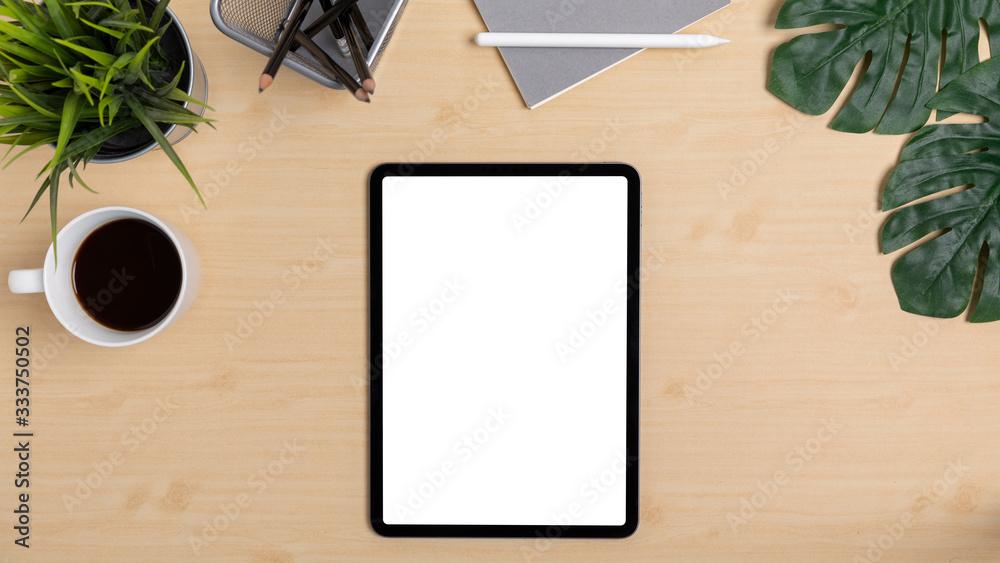 Wooden Table Office desk top view design workspace layout top have ...