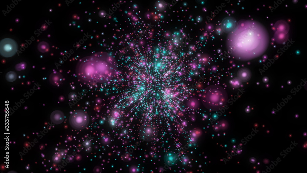 VJ and DJ VJ Seamless loop animation. Abstract particles bokeh and glittering dust particle ...