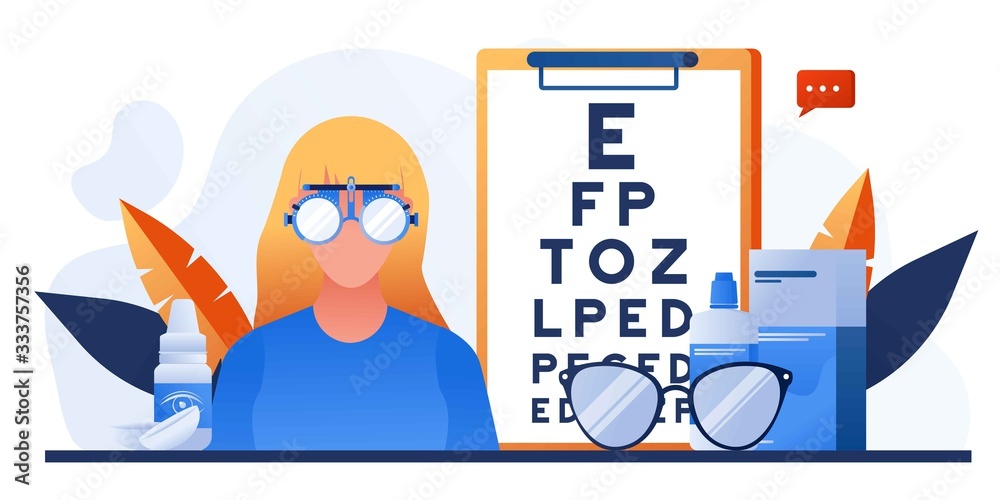Patient doing eye test. Eye tests and prescription glasses ...