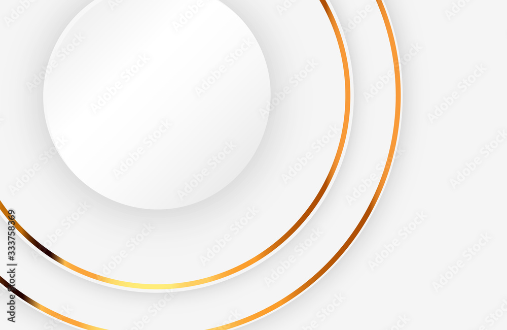 Modern white background with shiny gold circle element. Abstract light ...