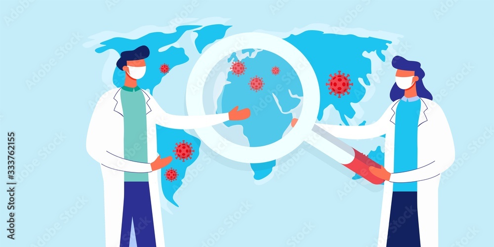 Epidemic MERS-CoV virus 2019-nCoV. World map with a doctor talking ...