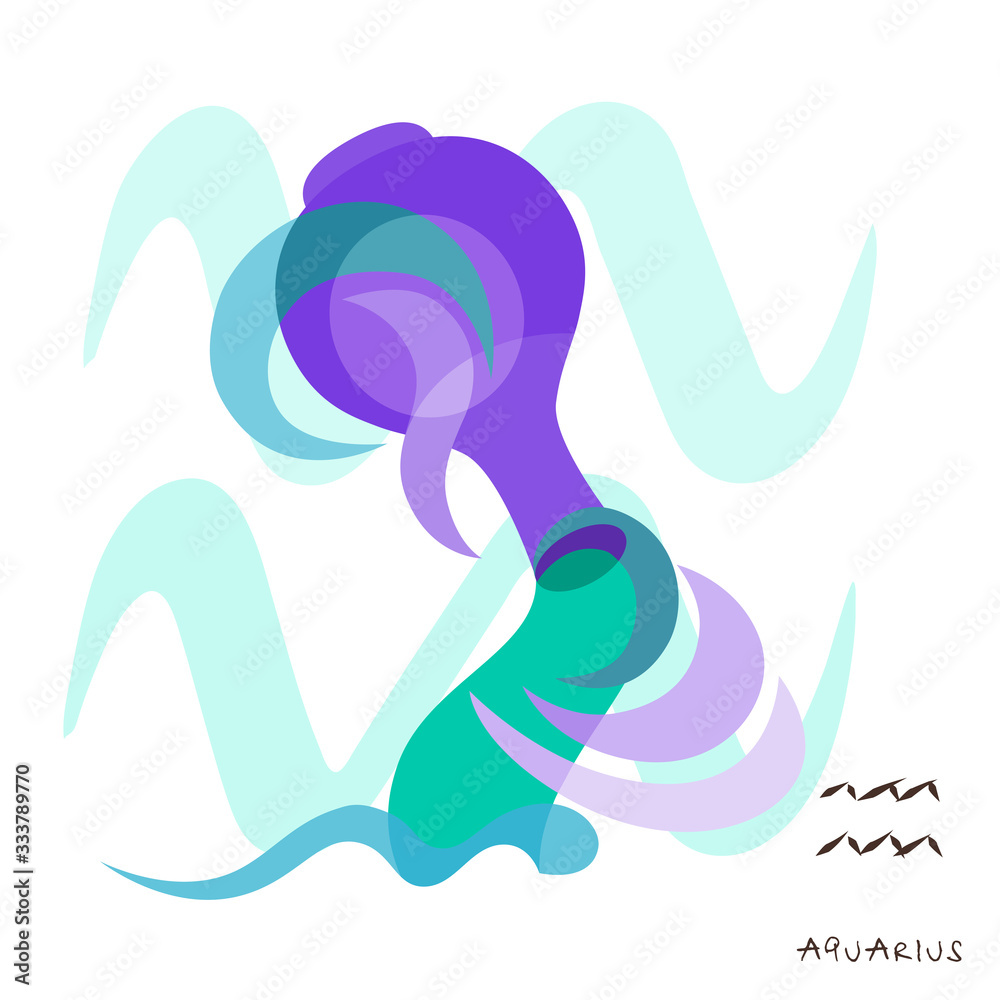 Zodiac sign Aquarius. illustration in the style of minimalism. The ...