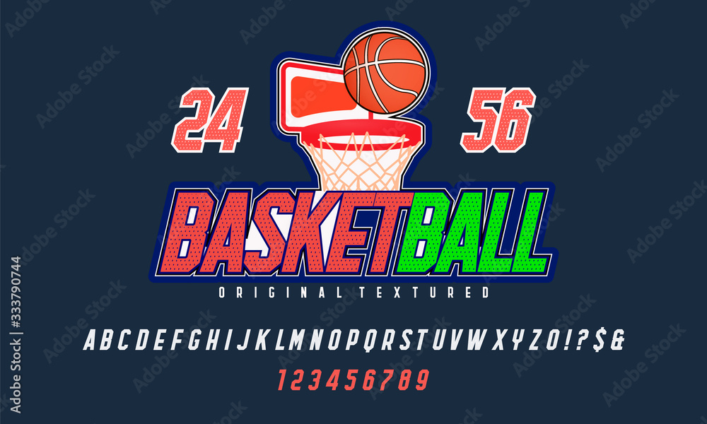 'Basketball' Vintage Octagonal Alphabet. Retro Basketball Typeface and ...