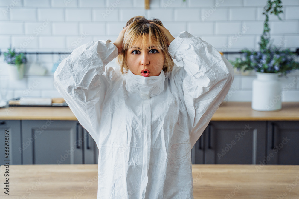 Portrait of scarry, worried, excited european girl with big eyes in ...