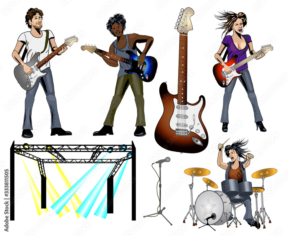 Rock Musicians - Detailed Characters and Realistic Instruments ...