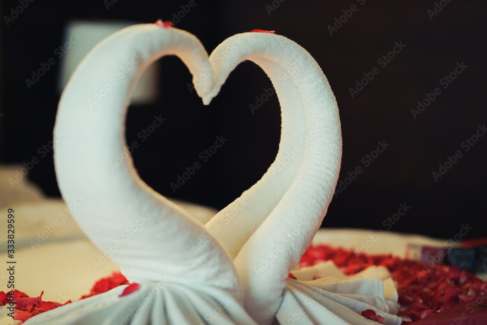 Handcraft or handmade towel shape as beautiful heart and symbol for ...