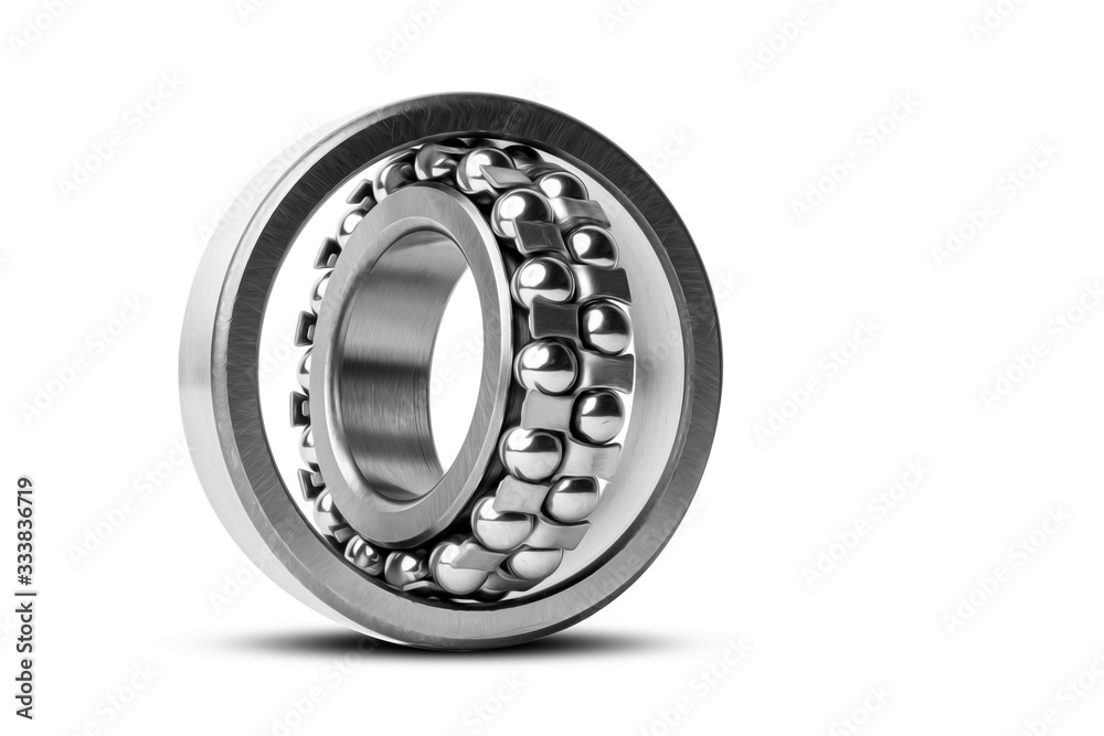 Metal ball bearing with balls on white isolated background. Bearing ...