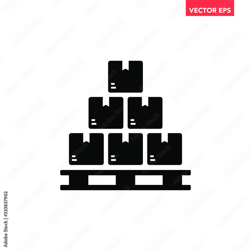 Black pile of stacked sealed goods cardboard boxes icon, generic ...
