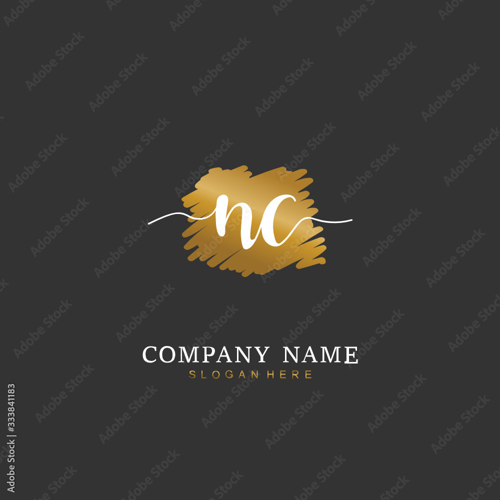 Handwritten initial letter N C NC for identity and logo. Vector logo ...