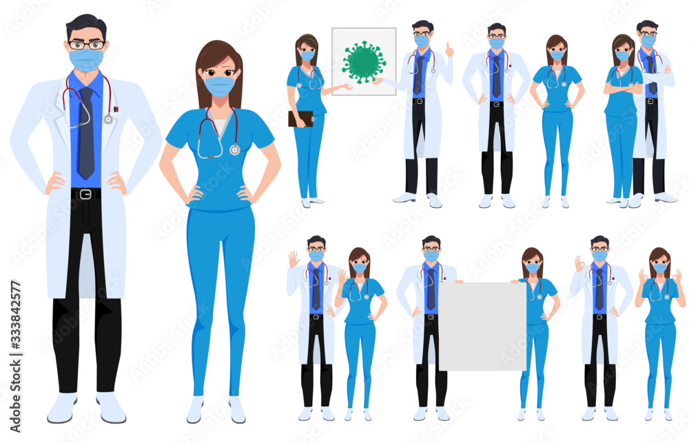Medical characters set vector concept design. Covid-19 doctor and nurse ...