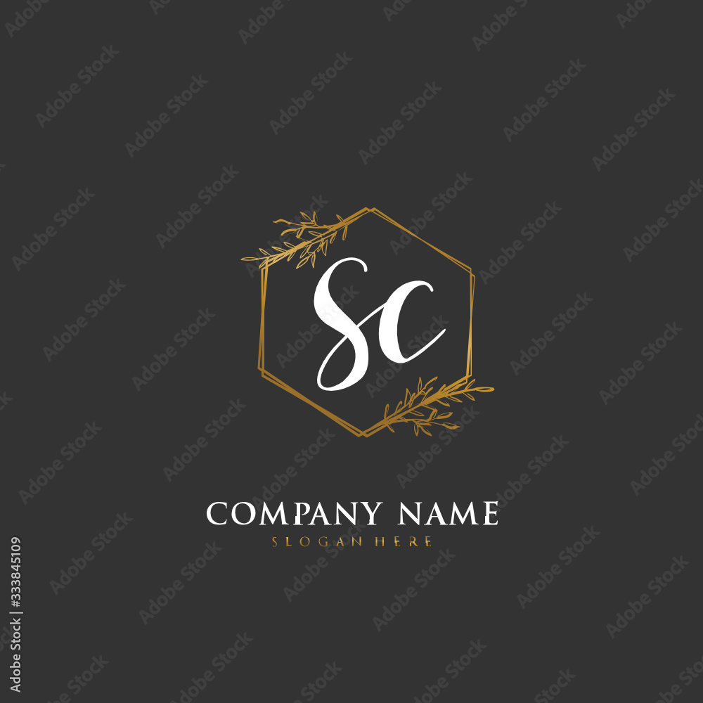 Handwritten initial letter S C SC for identity and logo. Vector logo ...