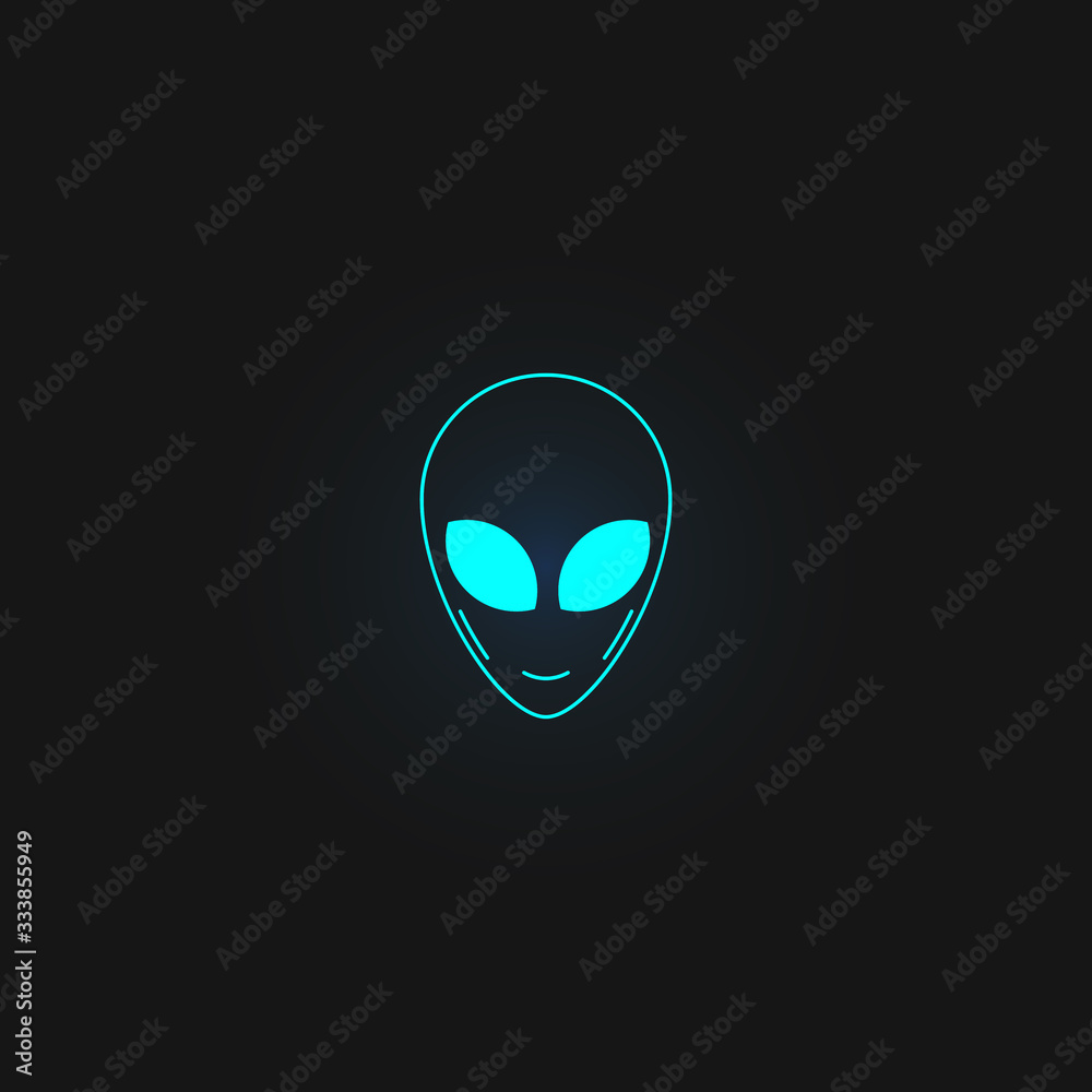 Alien face icon logo design. Isolated on black background. Vector ...
