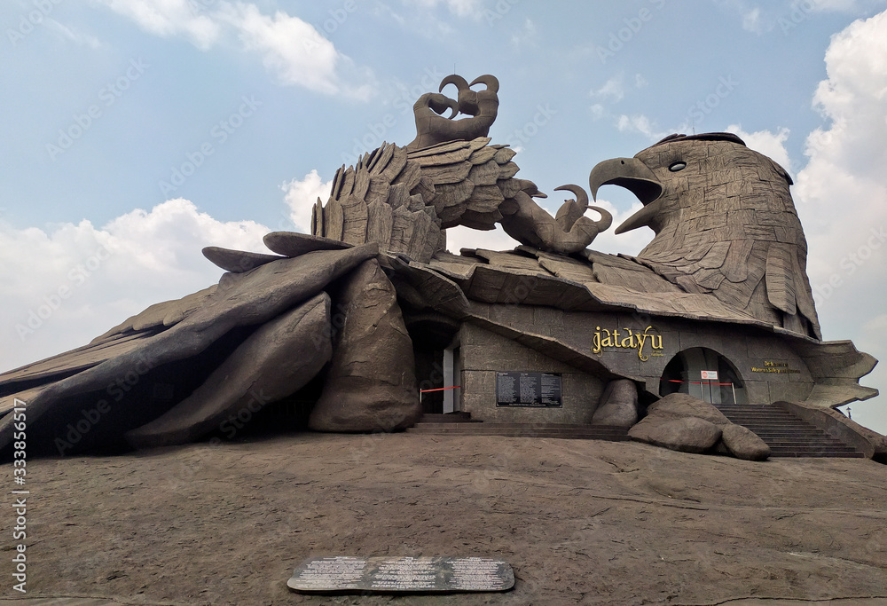 The beautiful view of jatayu bird sculpture looking upwards who fought ...