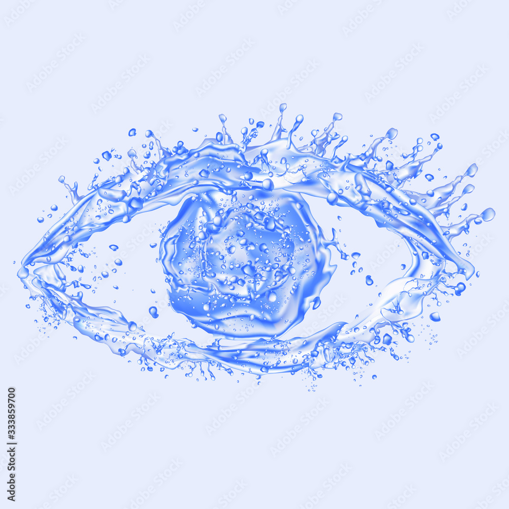 Eye made of water splashes on a blue background Stock Vector | Adobe Stock