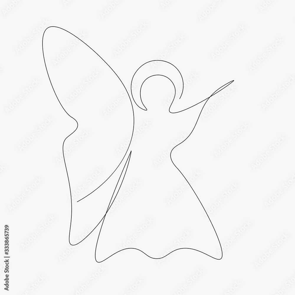 Angel line drawing. Vector illustration Stock Vector | Adobe Stock