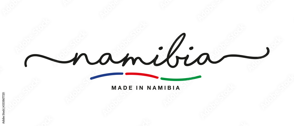 Made in Namibia handwritten calligraphic lettering logo sticker flag ...