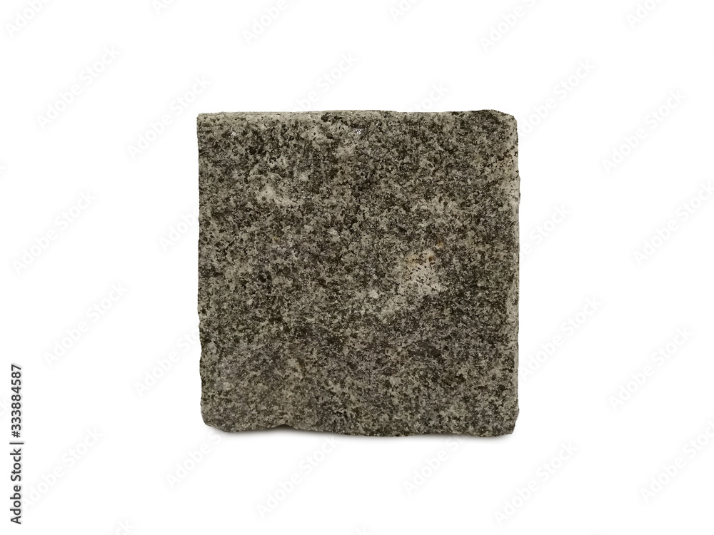 Black Basalt Andesite cobble stone on white background. It is igneous ...