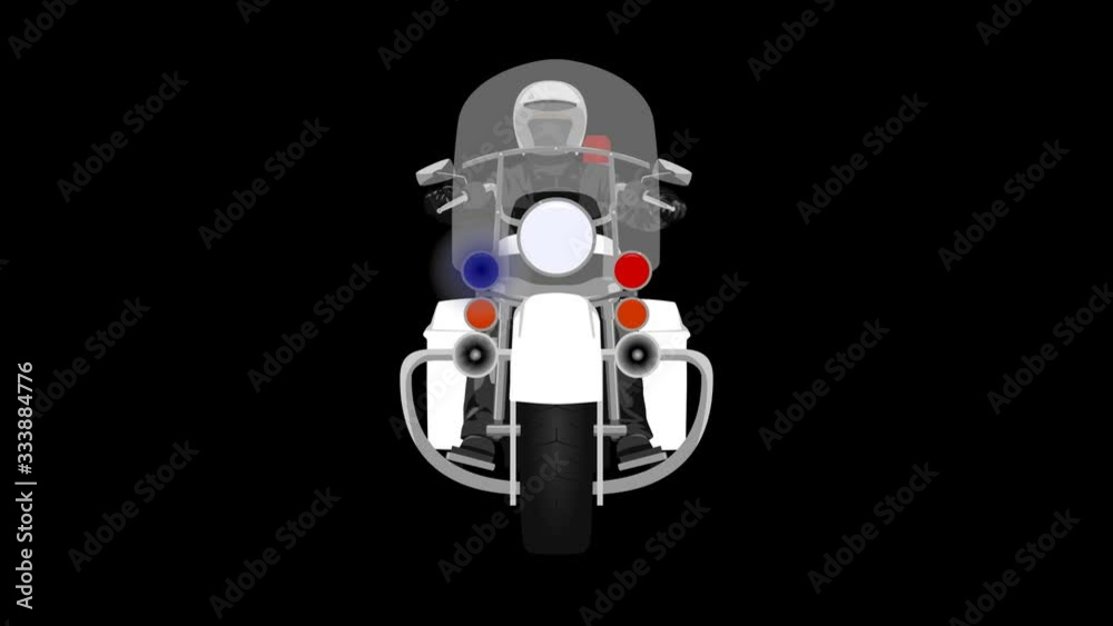 White classic police patrol heavy motorcycle with blinking flash lights ...