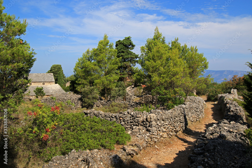 Humac, ghost village, abandoned village on Hvar island, Croatia Stock ...