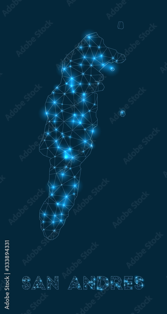 San Andres network map. Abstract geometric map of the island. Internet ...