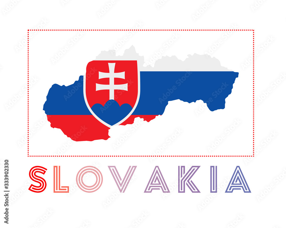Slovakia Logo. Map of Slovakia with country name and flag. Cool vector ...